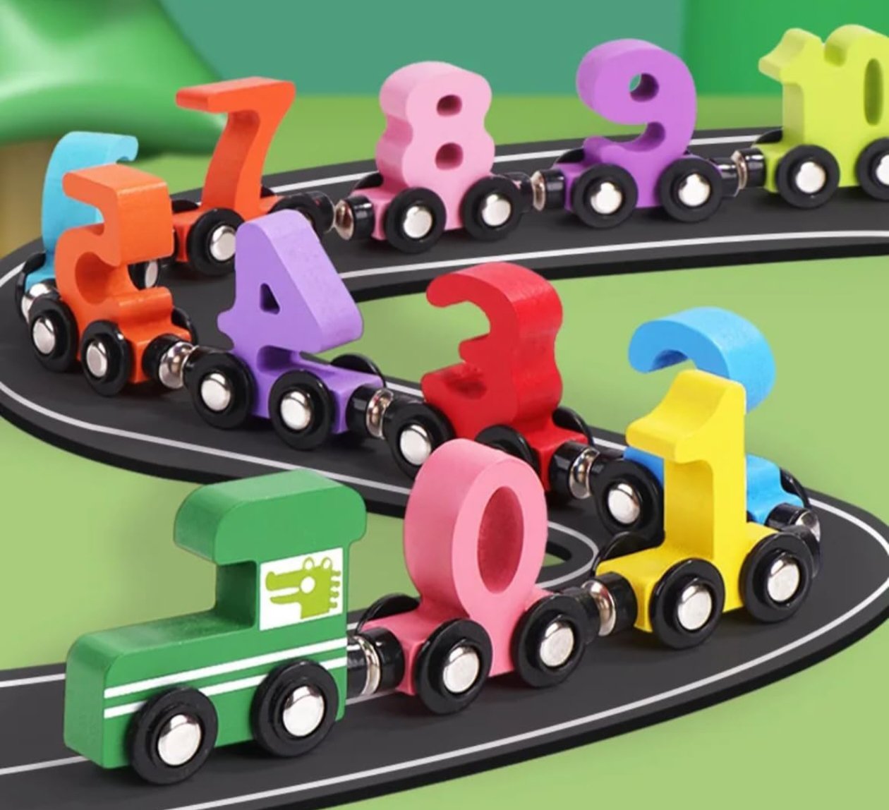 NumiTrain™ Magnetic Wooden Number Train Set for Counting and Sequencin ...
